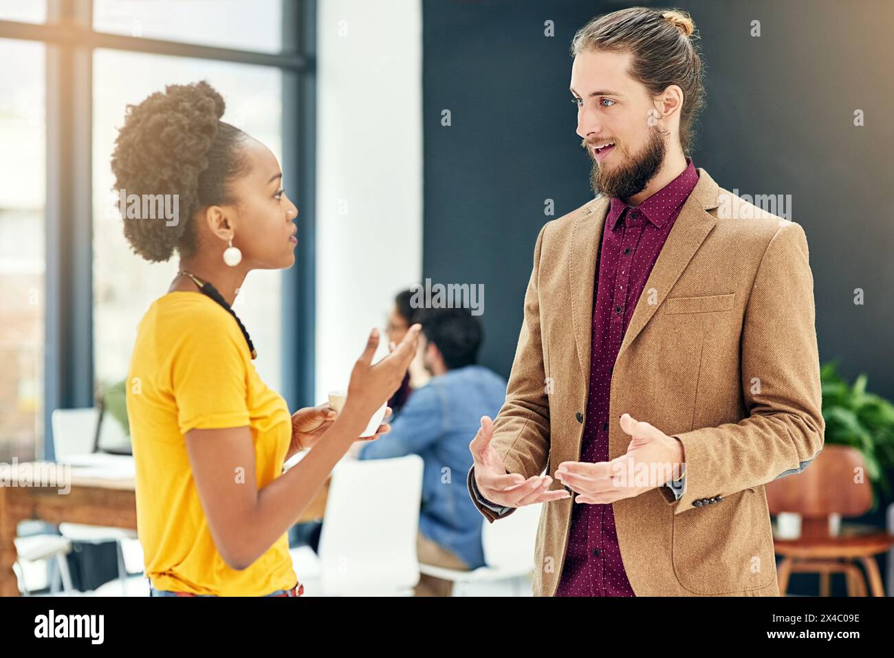 Creative, ideas and people in discussion or meeting for brainstorming ...