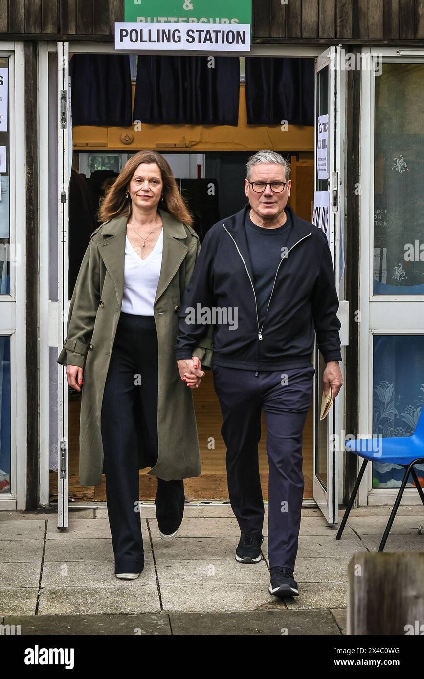 London, UK. 02nd May, 2024. Sir Keir Starmer, Leader of the Labour Party, is seen at his polling ...