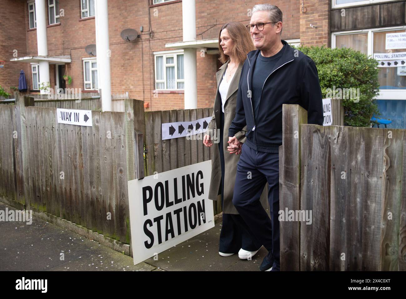 London, UK. 02 May 2024. Labour Leader Sir Keir Starmer and wife ...