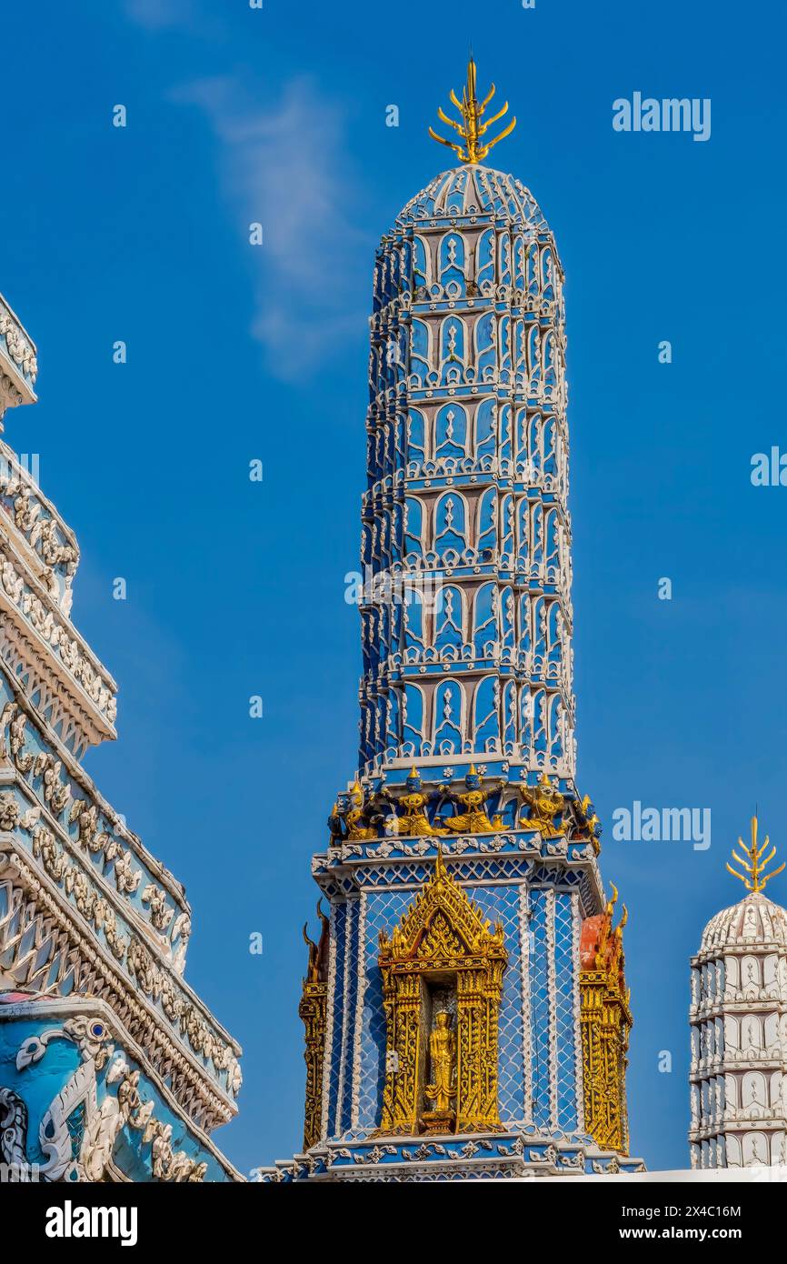 Blue Porcelain Tower Prang, Grand Palace, Bangkok, Thailand. One of ...