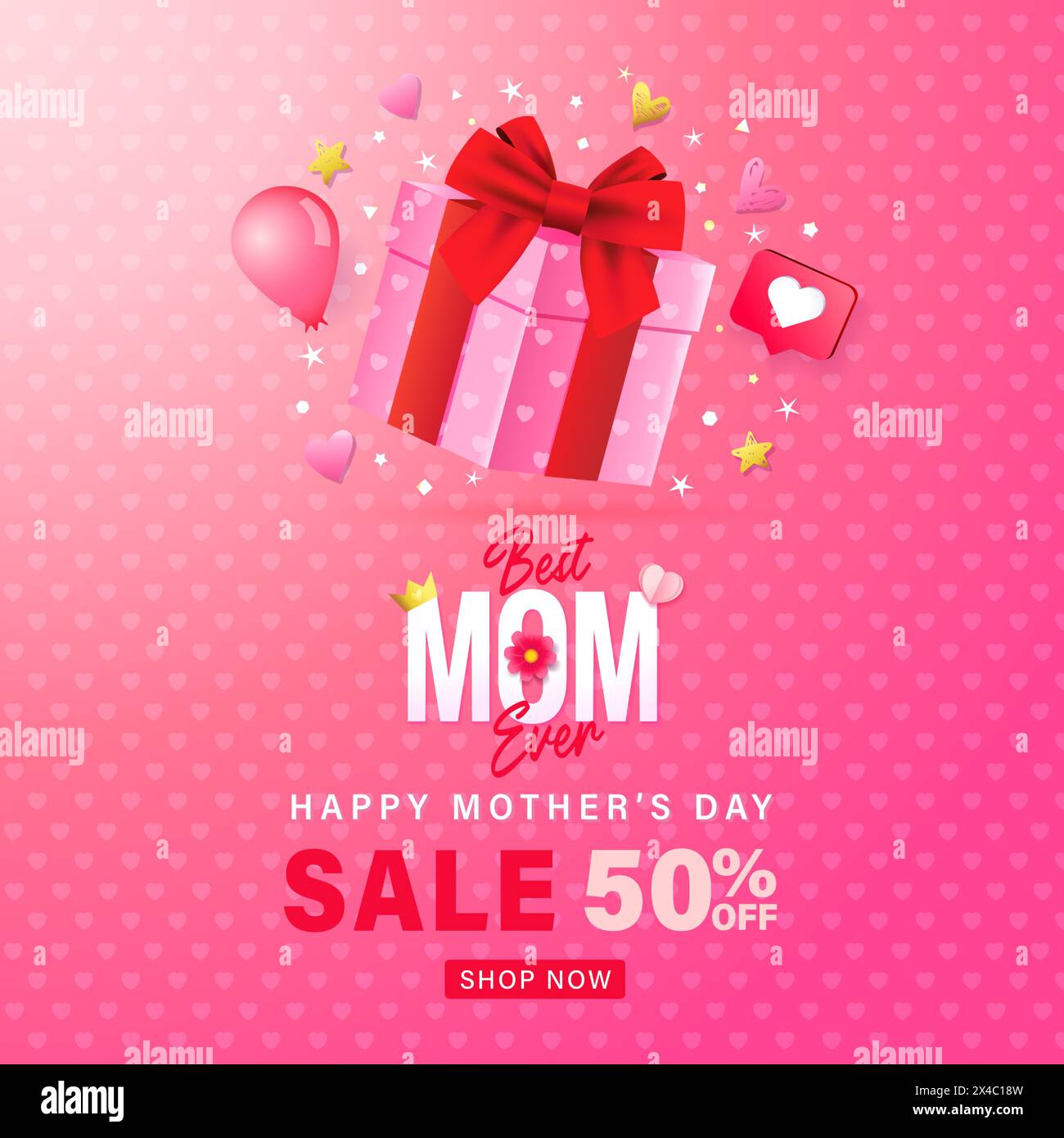 Mothers Day Sale banner design for Best MOM Ever with gift box ...