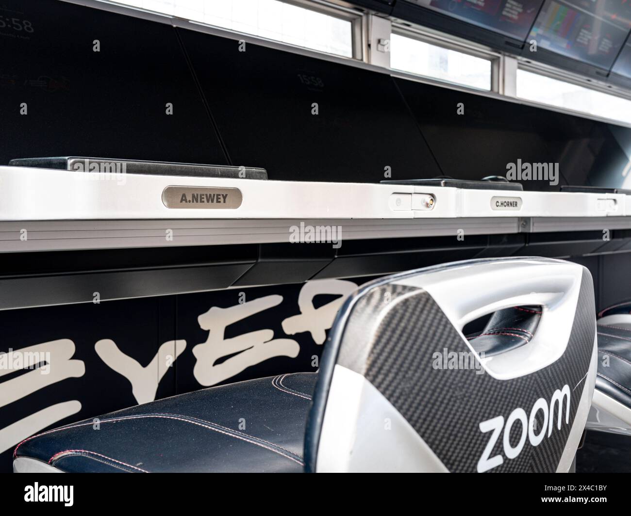 Suzuka Circuit, 4 April 2024: The nameplates of Adrian Newey, Red Bull ...