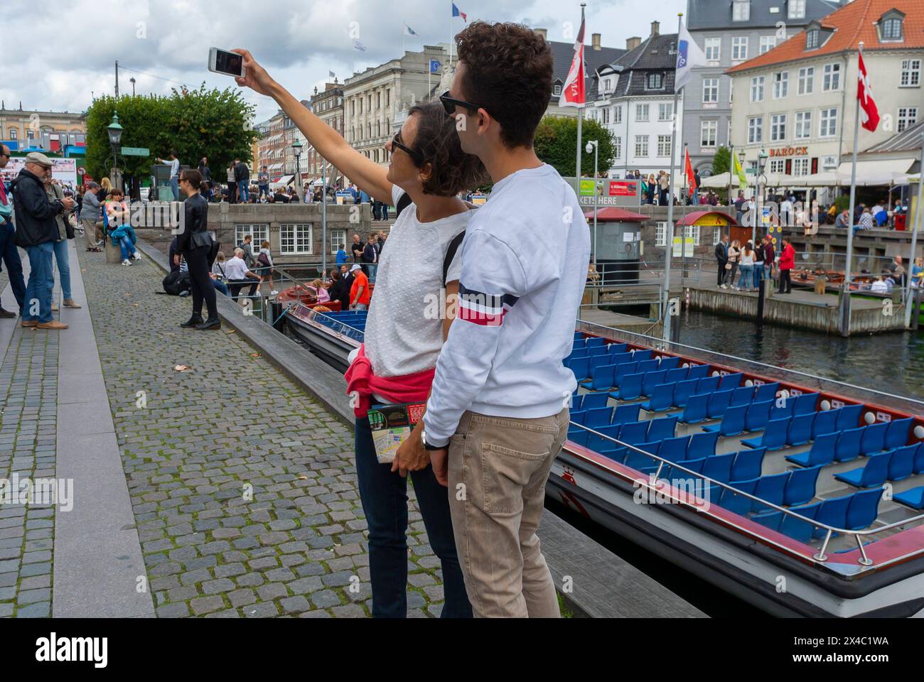 Copenhagen, Denmark, Large Crowd People Tourists, Visiting on Street ...