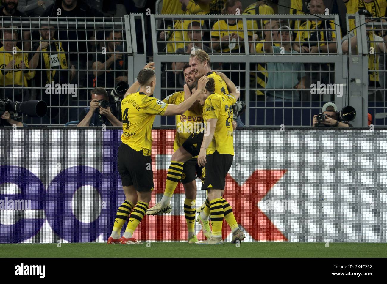 Niclas Fullkrug of Dortmund celebrates his goal with Julian Brandt and ...
