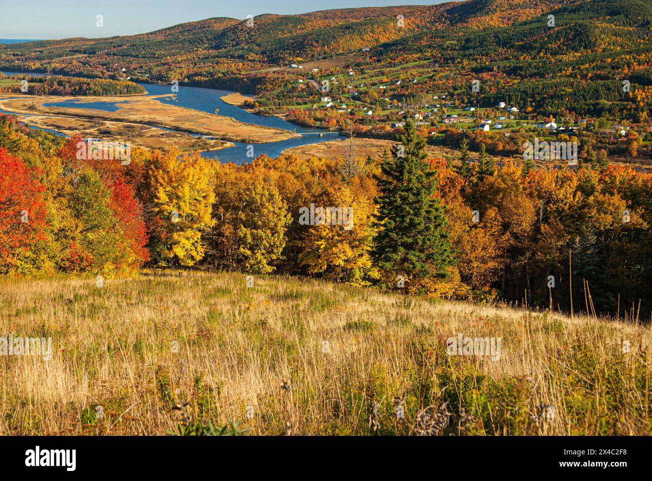 Canada, Nova Scotia, Cape Breton. Margaree in Fall color Stock Photo ...