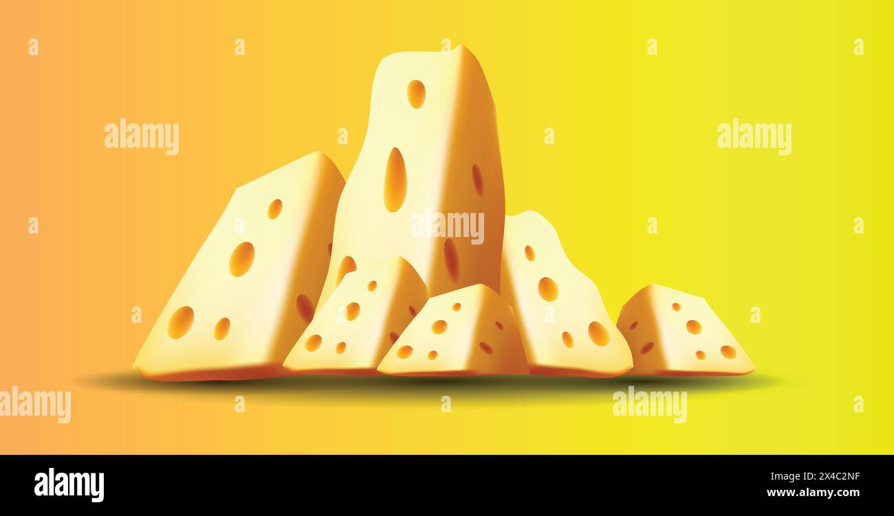 cheese pyramid realistic PIECE OF CHEESE vector illustration Stock ...