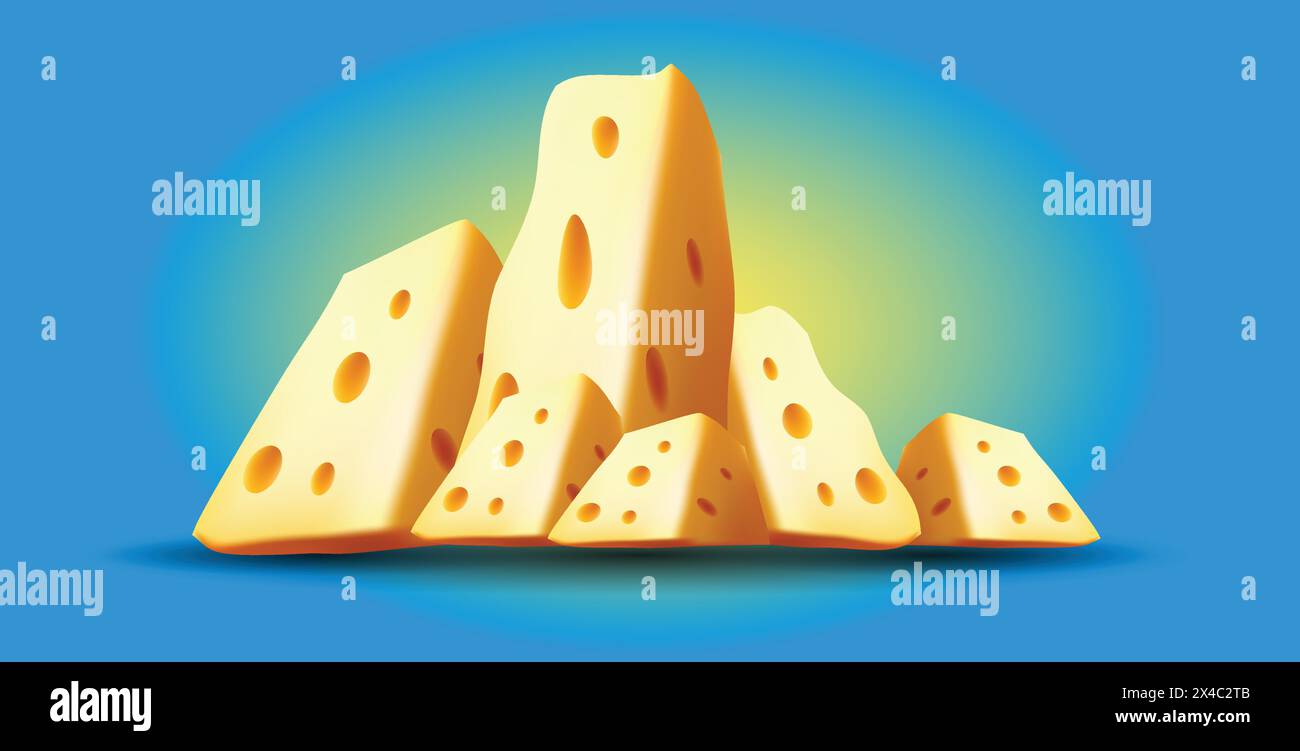 cheese pyramid realistic PIECE OF CHEESE vector illustration Stock ...