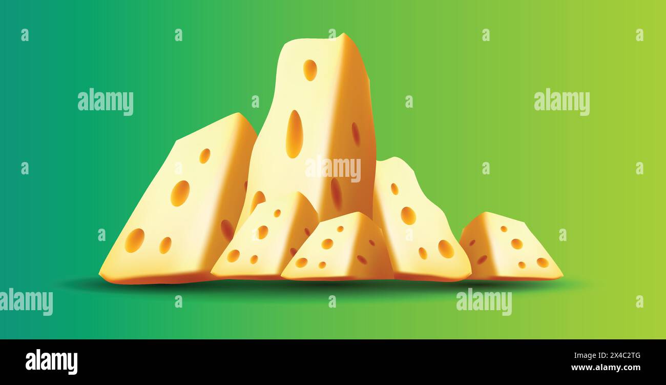 cheese pyramid realistic PIECE OF CHEESE vector illustration Stock ...