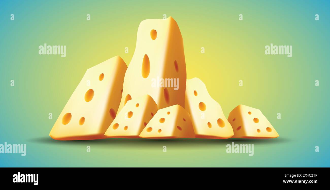 cheese pyramid realistic PIECE OF CHEESE vector illustration Stock ...