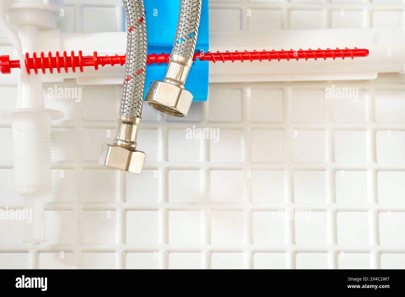 Plumbing. Flexible metal steel faucet hoses, flush mechanism, siphon ...