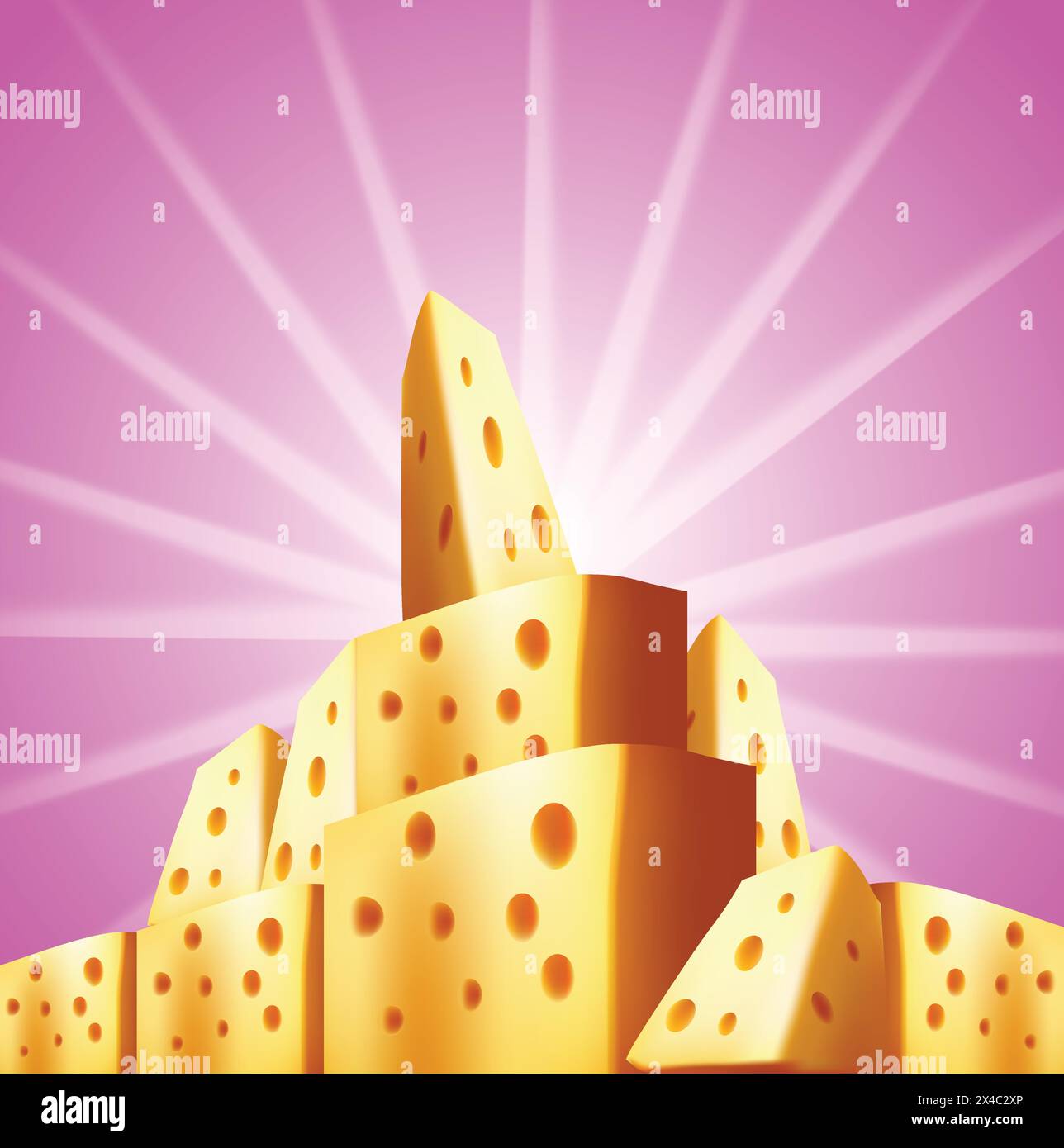 illustration grouped realistic cheeses, parmesan Stock Vector Image ...