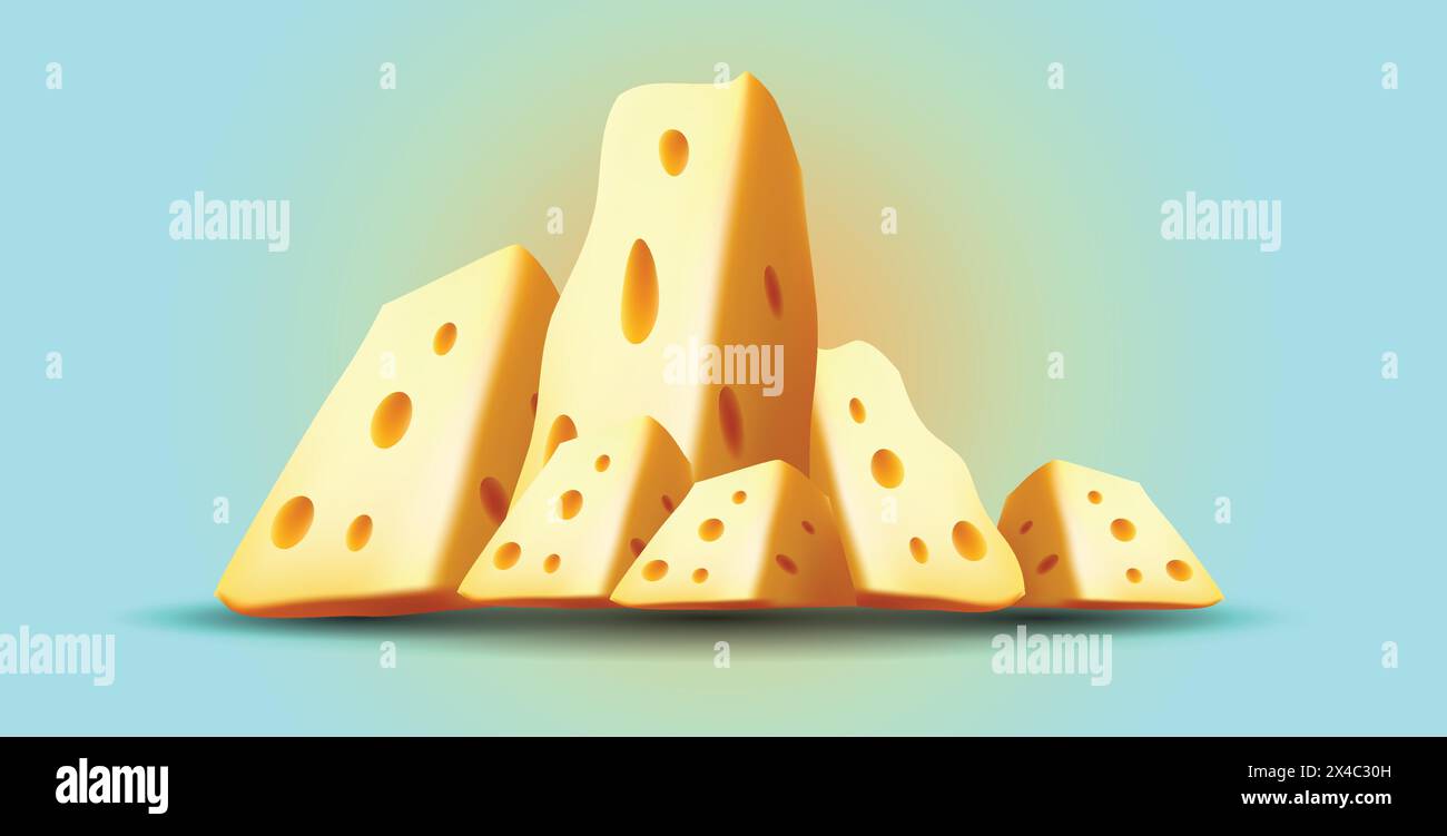 cheese pyramid realistic PIECE OF CHEESE vector illustration Stock ...