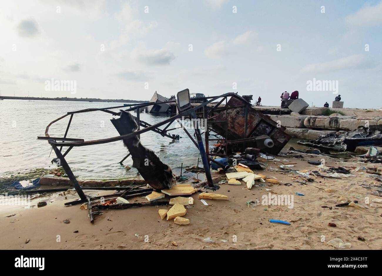 An View from the destroyed anchored boats after Israeli air strikes hit ...