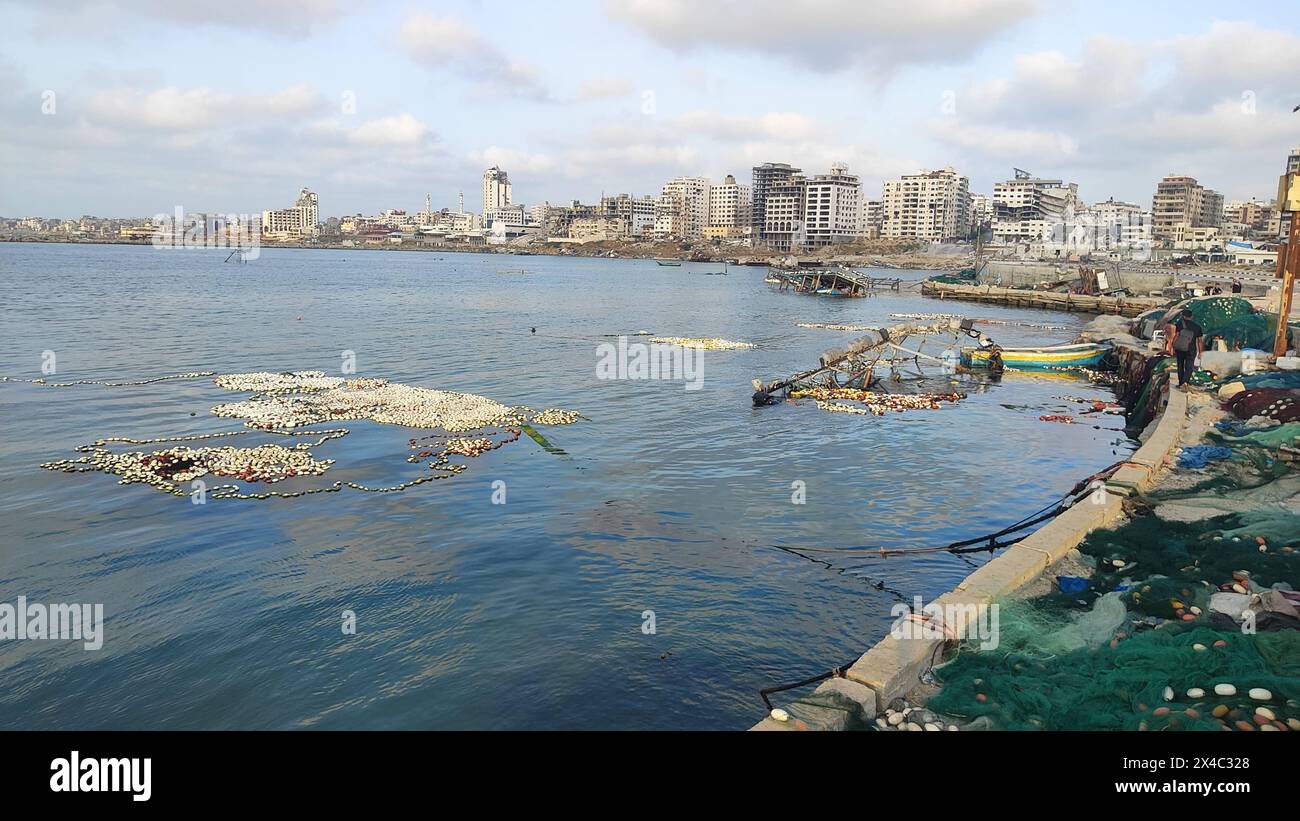 An View from the destroyed anchored boats after Israeli air strikes hit ...