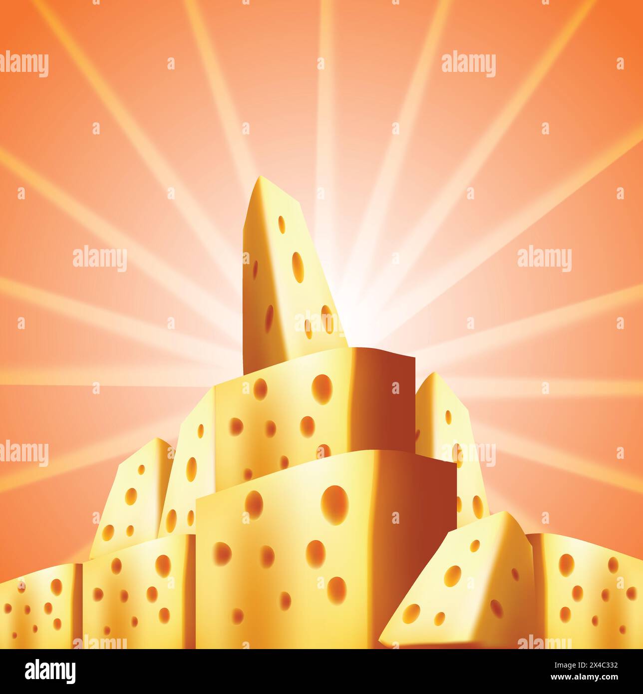 cheese pyramid realistic PIECE OF CHEESE vector illustration Stock ...