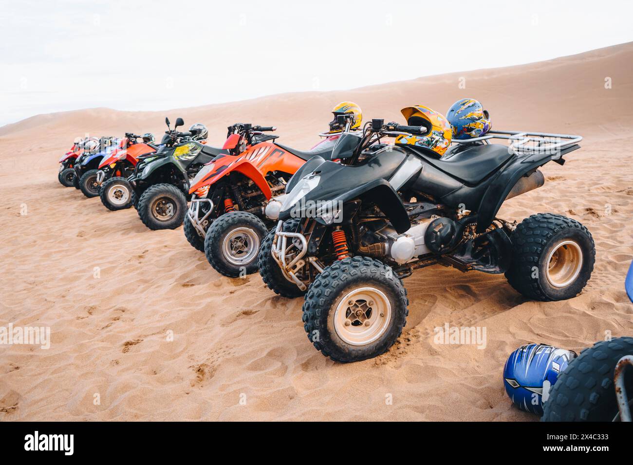 A group of dirt bikes in the Moroccan desert of Agadir Tifnit Stock ...