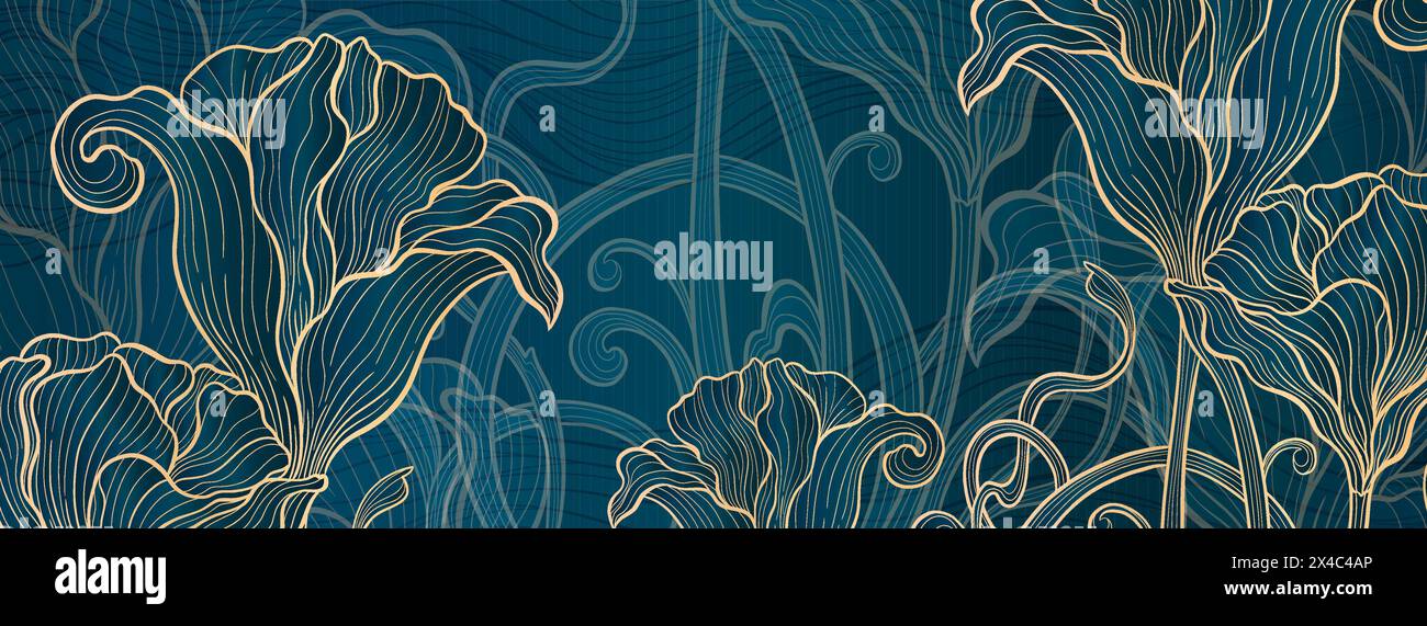 Elegant prestigious Art Deco background template with flowers. The ...