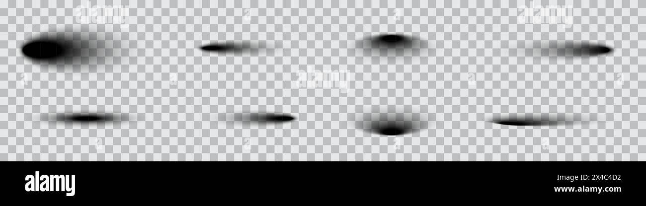 Realistic radial shadow set on transparent background Stock Vector ...