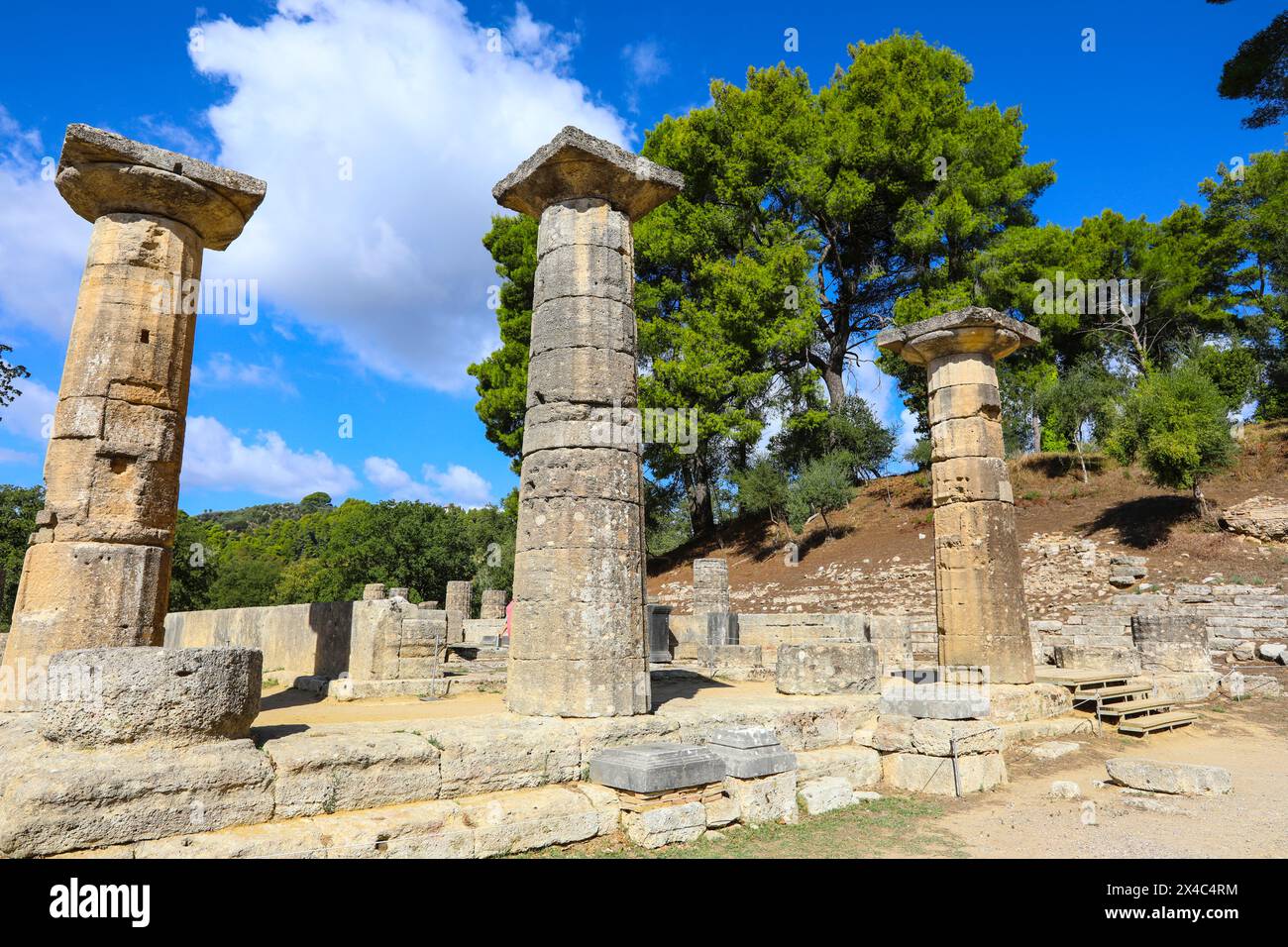 Olympia, Greece. Ancient Greece Doric columns at Olympia, sight of ...