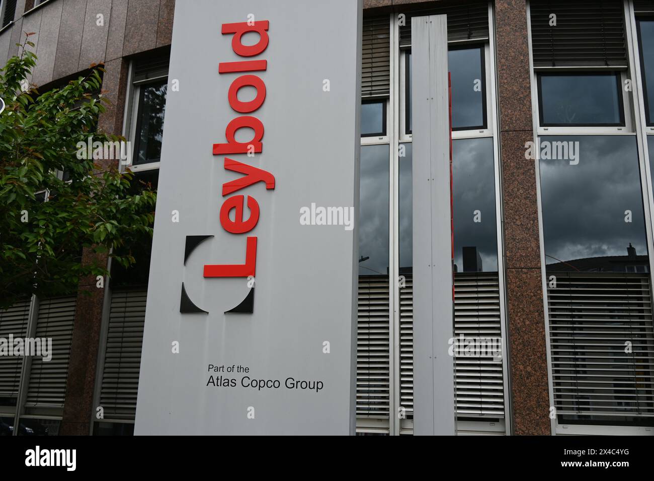 Cologne, Germany. 28th Apr, 2024. The logo of Leybold Vacuum, which ...