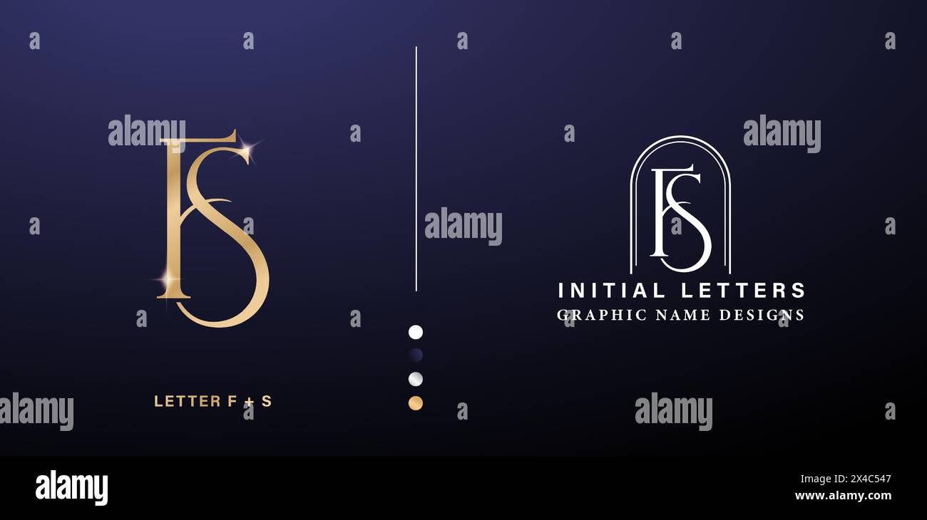 FS elegant monogram letter logo design. luxury gold letters with silver ...