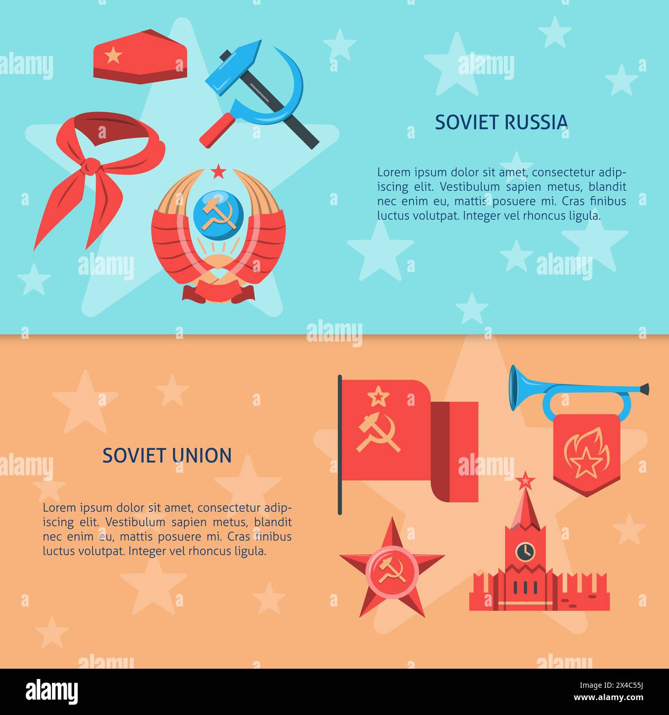 Soviet Union banner template with USSR symbols and place for text ...