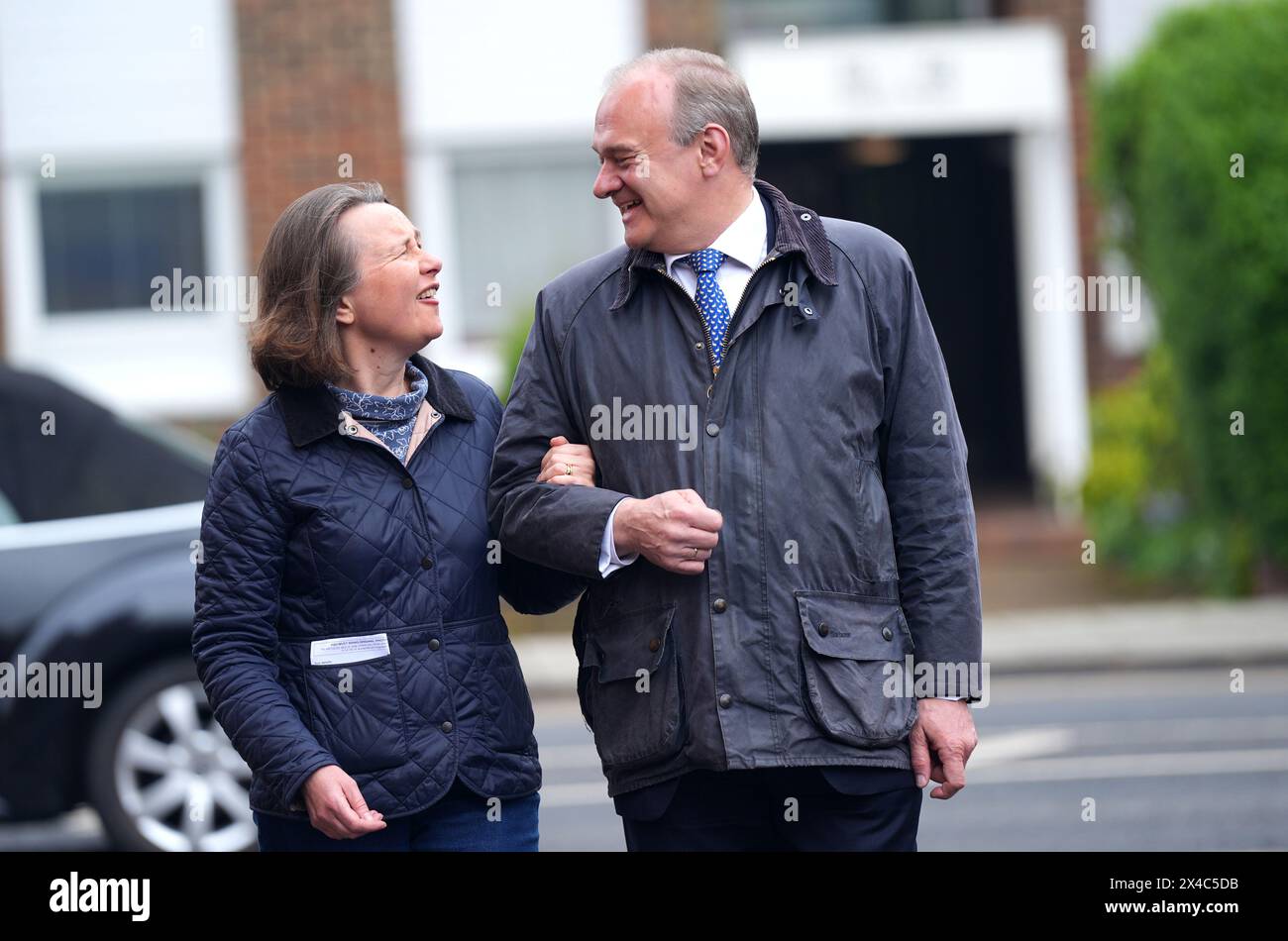 Liberal Democrat leader Sir Ed Davey and his wife Emily Gasson arrive ...