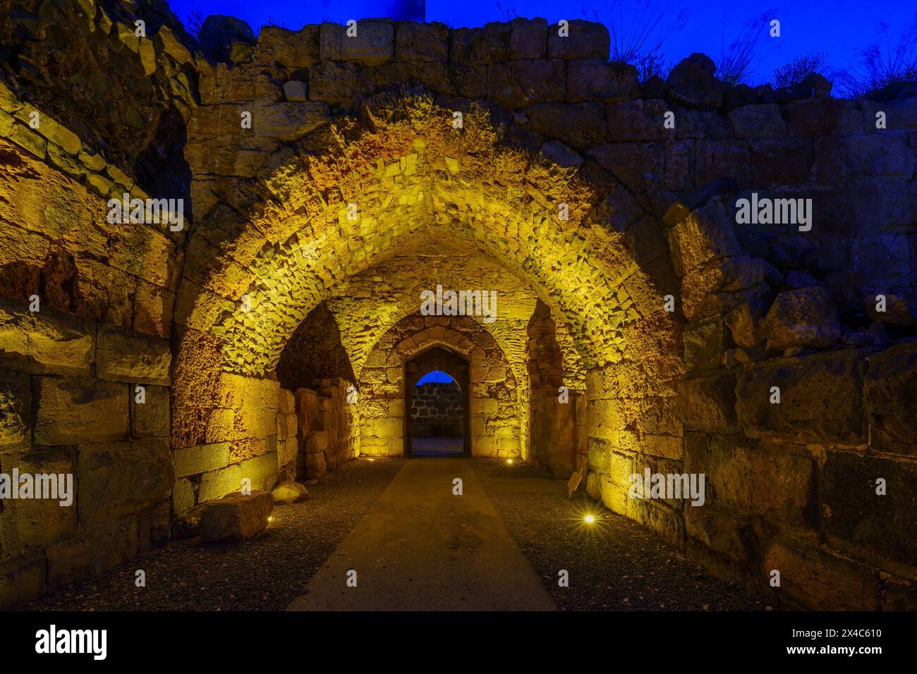 Evening view of the ruins of the crusader Belvoir Fortress (Kochav ...