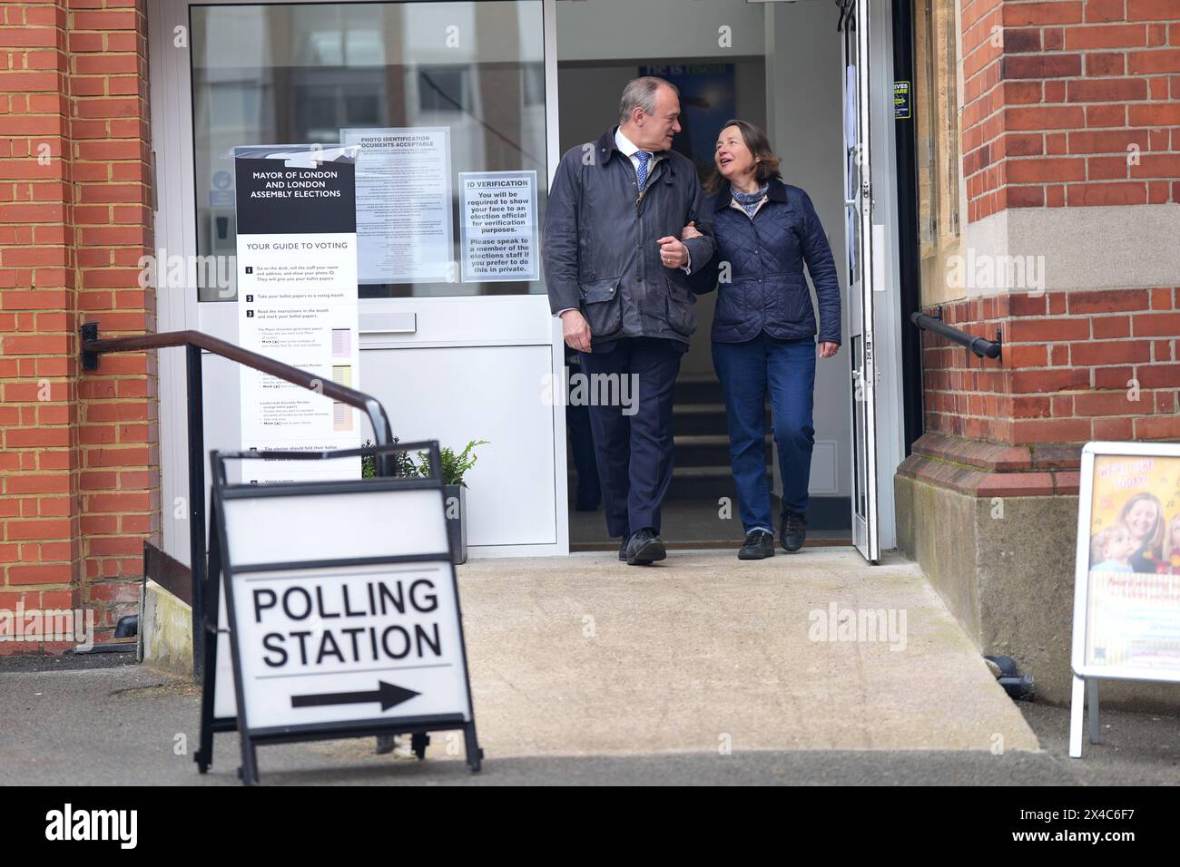 Liberal Democrat leader Sir Ed Davey and his wife Emily Gasson leaving ...