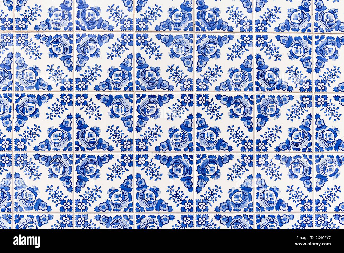 Portugal, Porto. Traditional hand painted azulejos decorative tiles on ...