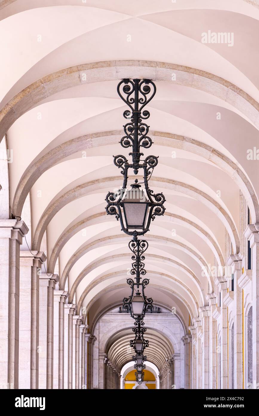 Portugal, Lisbon. An outdoor arched passageway at the Supreme Court ...
