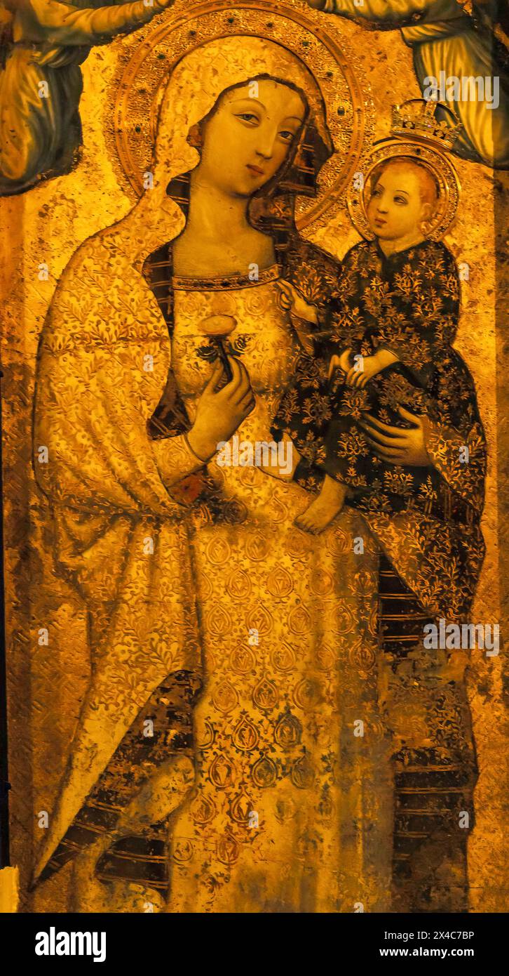 Ancient Virgin Mary painting, Seville Cathedral, Andalusia, Spain ...