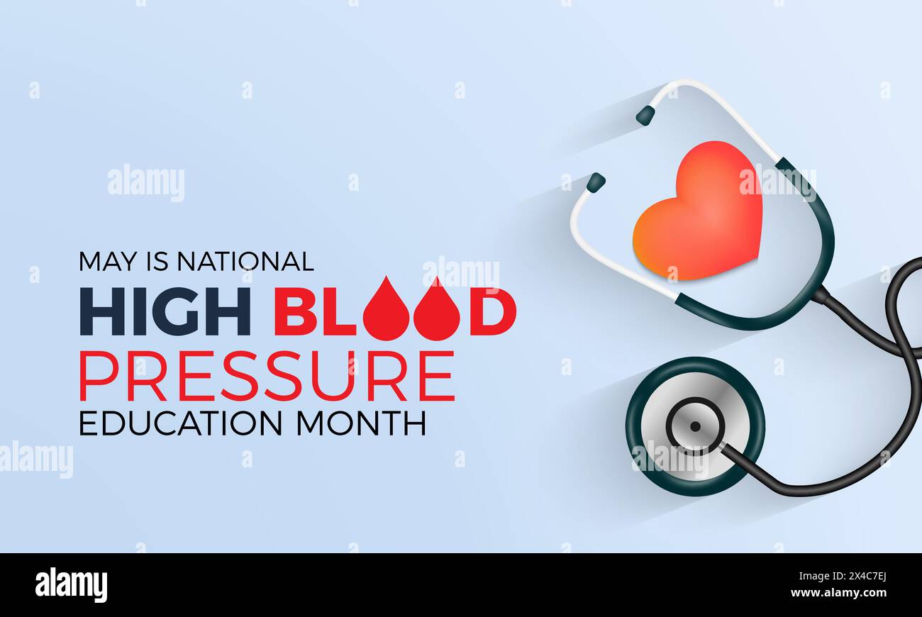 National High Blood Pressure Education Month health awareness vector ...