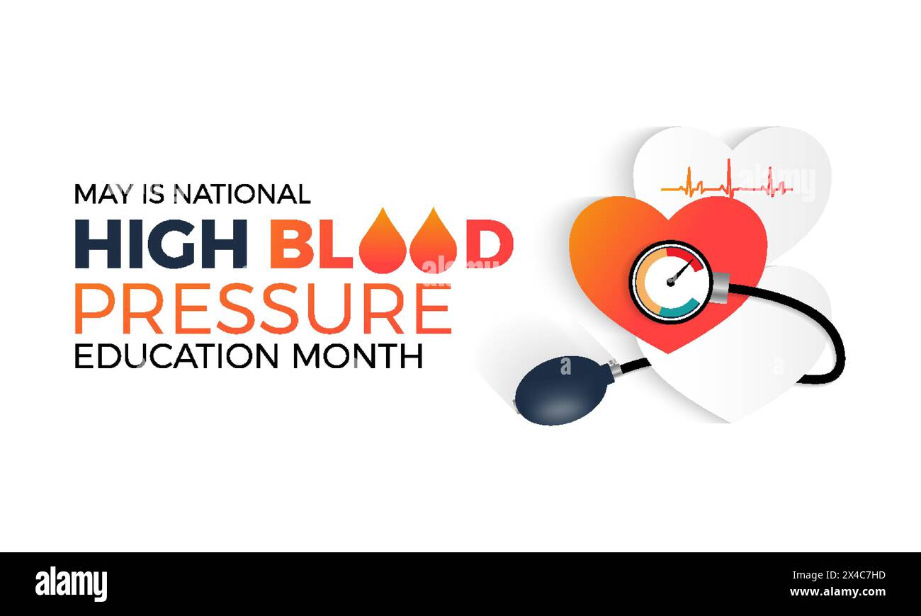 National High Blood Pressure Education Month health awareness vector ...