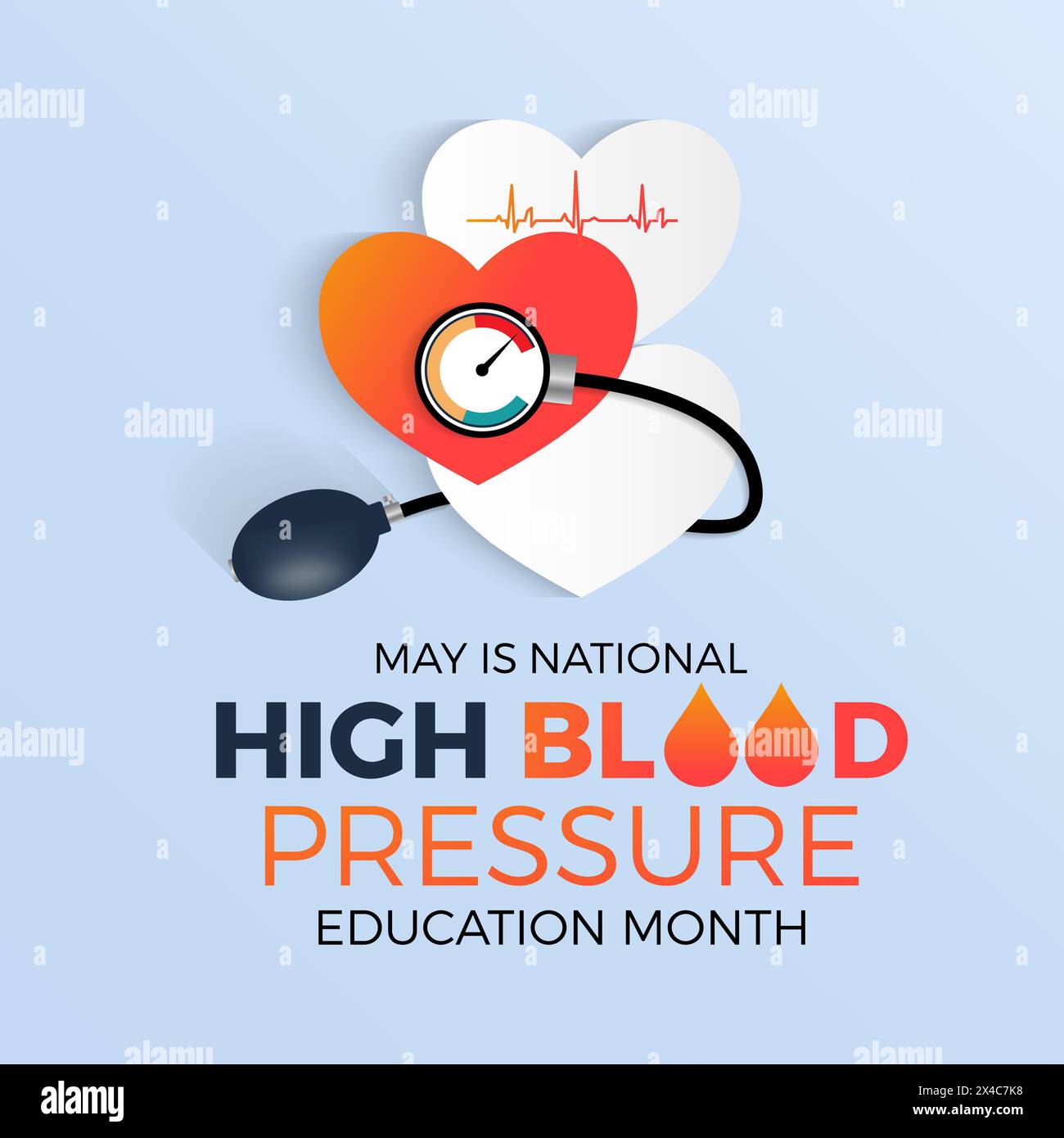 National High Blood Pressure Education Month health awareness vector ...