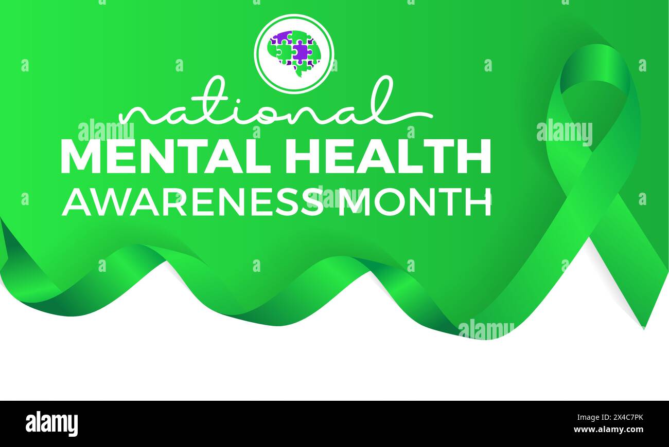 National Mental Health Month health awareness vector illustration ...
