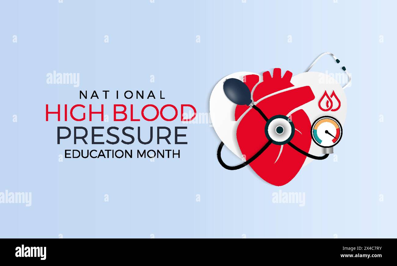 National High Blood Pressure Education Month health awareness vector ...
