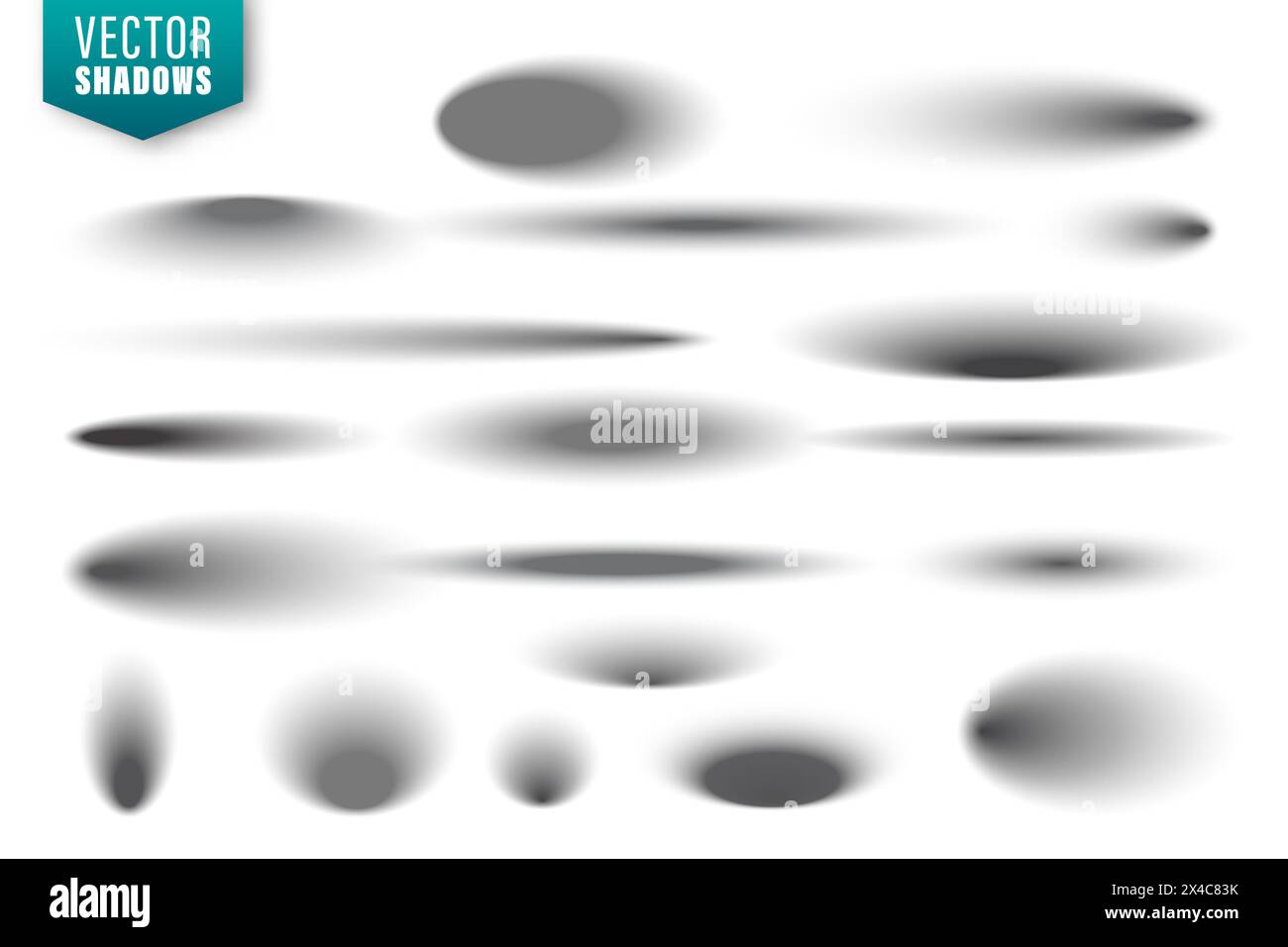 Realistic shadow effect. Round shadows collection isolated on white ...