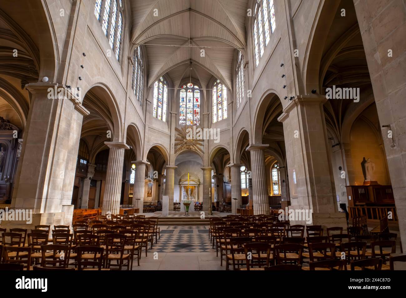 Interior of Eglise Saint-Médard. The Saint-Médard Church is located at ...