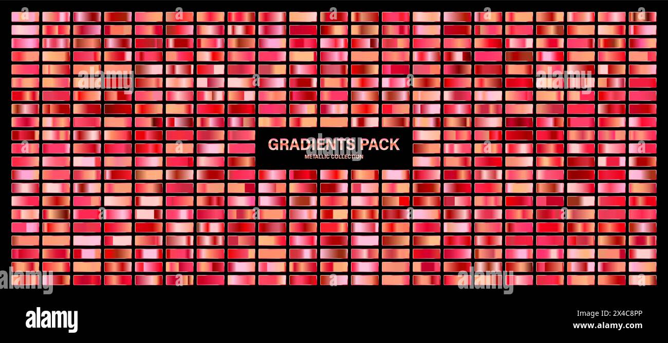 Rose gold glossy gradient, metal foil texture. Color swatch set ...