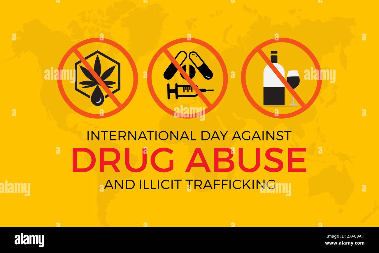 international day against drug abuse good life awareness vector ...
