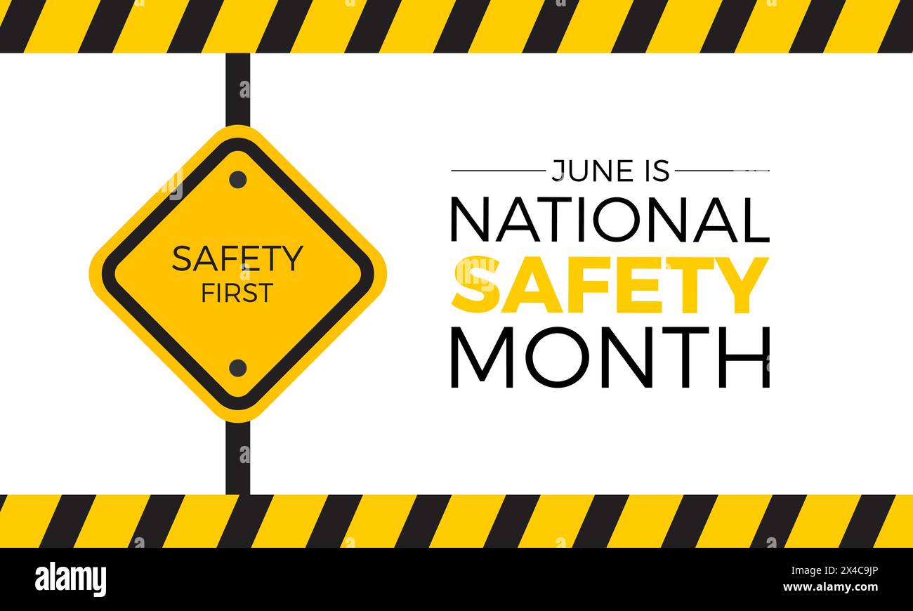 National Safety Month emergency awareness vector illustration. Accident ...