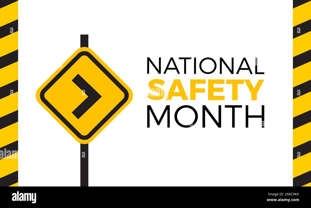 National Safety Month emergency awareness vector illustration. Accident ...