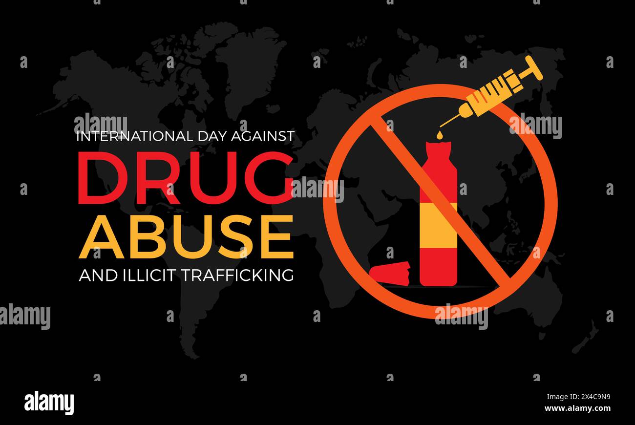 international day against drug abuse good life awareness vector ...