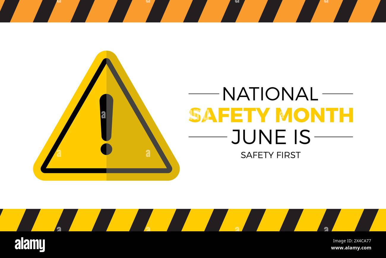 National Safety Month emergency awareness vector illustration. Accident ...