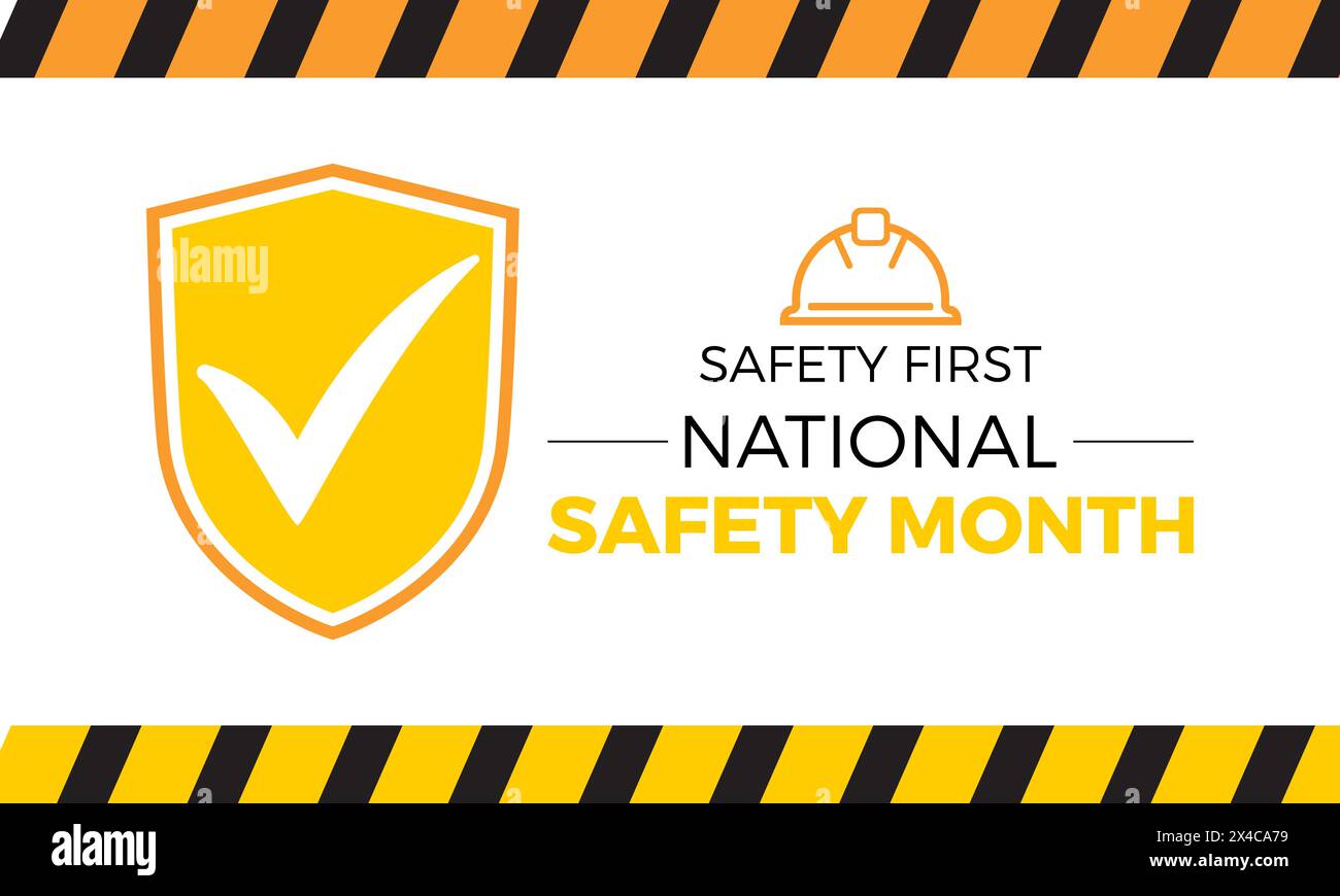 National Safety Month emergency awareness vector illustration. Accident ...