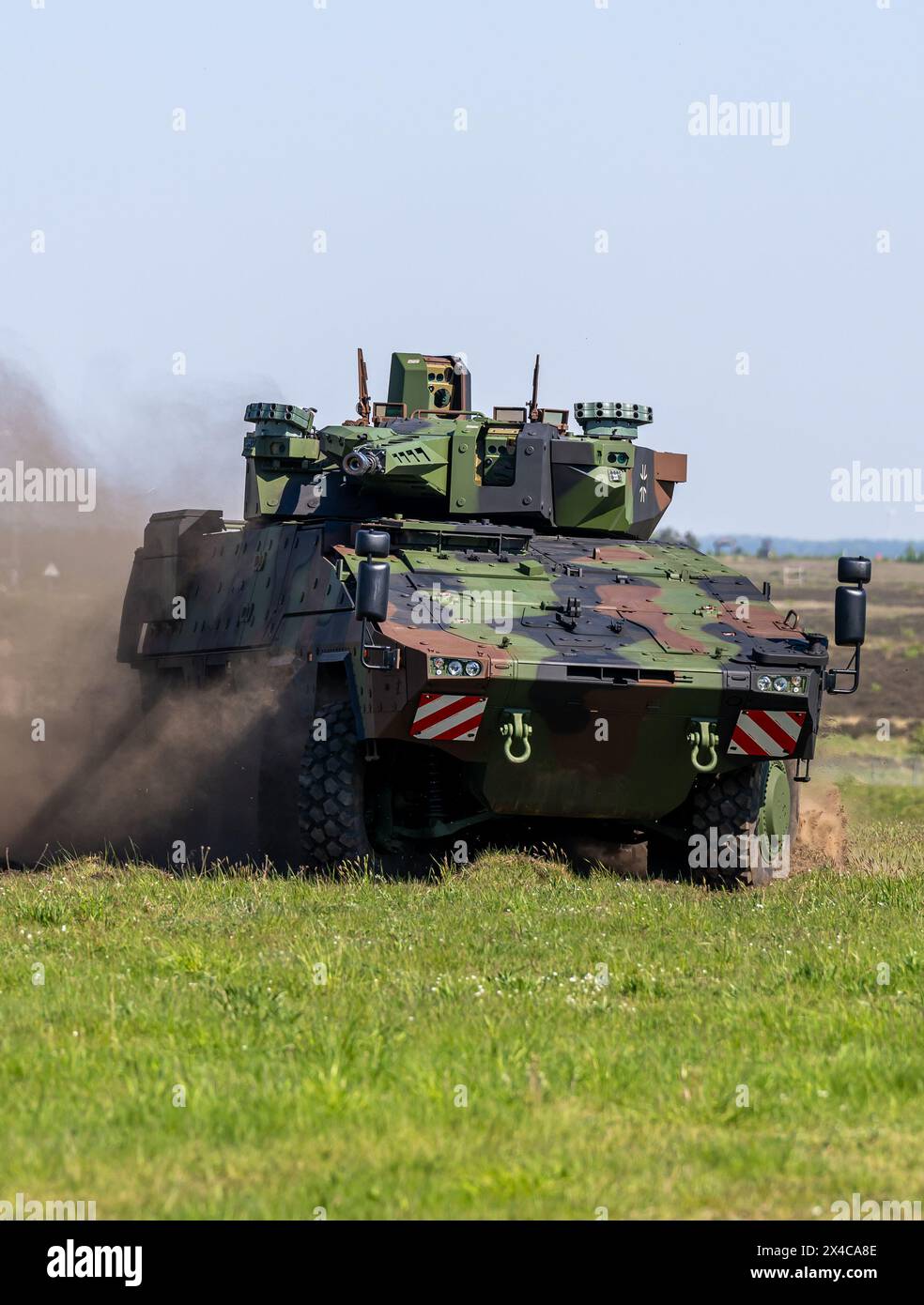 02 May 2024, Lower Saxony, Unterlüß: A Boxer wheeled armored infantry ...