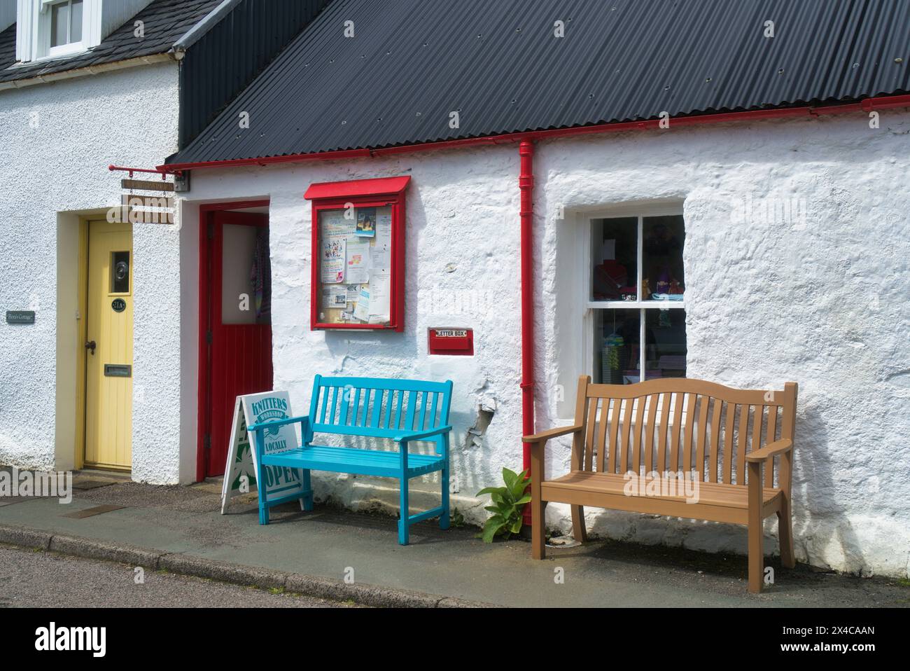 Quaint Post Office on promenade at Plockton. Near Kyle of Loachalsh ...