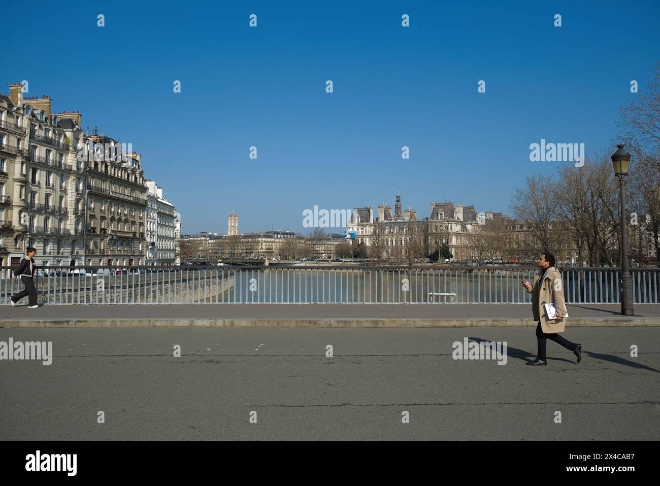 Paris, France - March 11, 2024.The Pont Saint-Louis, a pedestrian ...