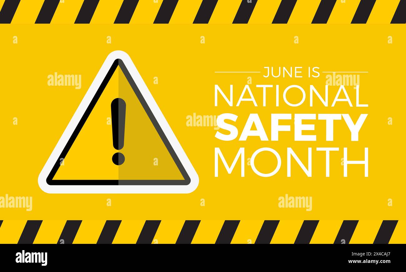 National Safety Month emergency awareness vector illustration. Accident ...